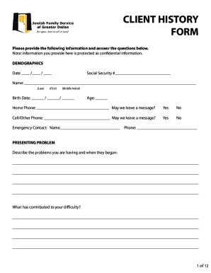 Fillable Online CLIENT HISTORY FORM - jfsdallas.org Fax Email Print ...