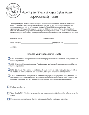 Fillable Online Color Run Sponsorship form - jpicac.org Fax Email Print ...