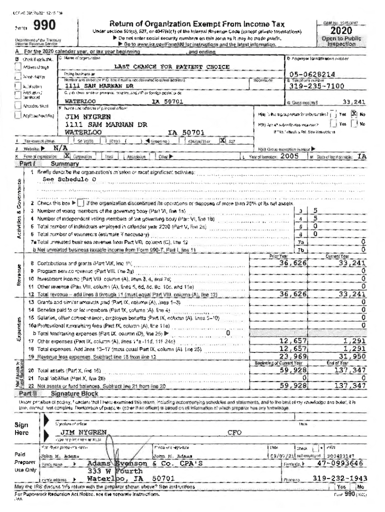 Fillable Online Fillable Online 1 Form 99O Return of Organization ...