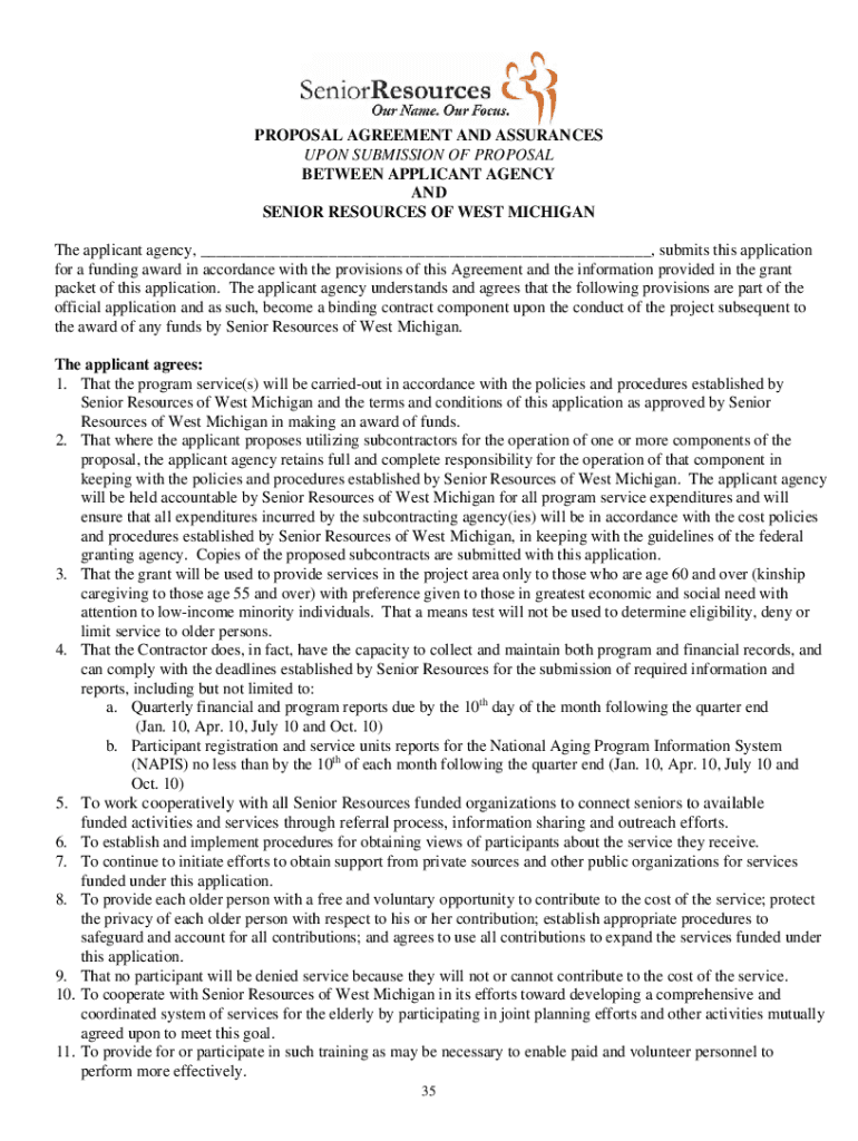 Fillable Online PROPOSAL AGREEMENT AND ASSURANCES form Fax Email Print ...