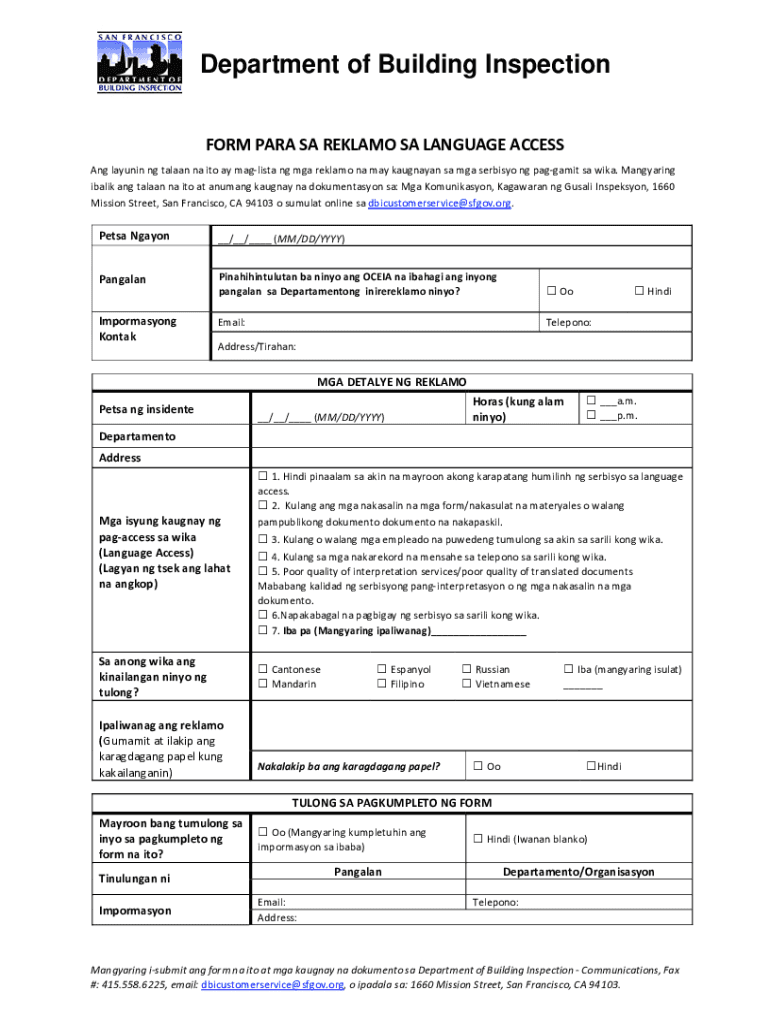 Fillable Online Department of Building Inspection Fax Email Print ...