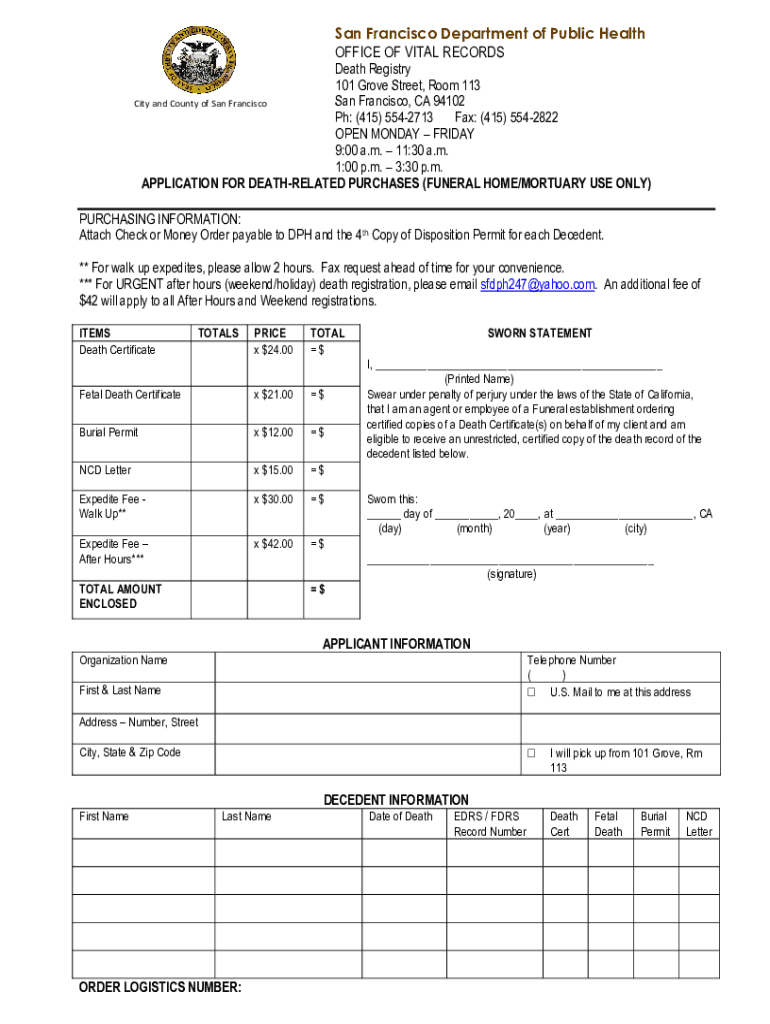 Fillable Online Fillable Online sfdph San Francisco Department of ...