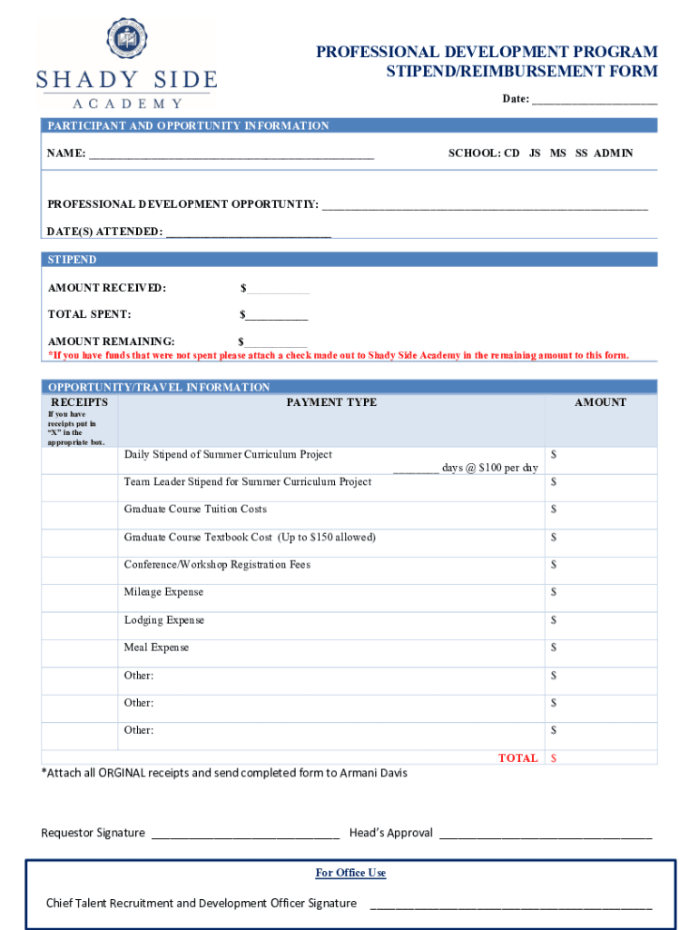 Fillable Online PROFESSIONAL DEVELOPMENT SVC/PRO TECH REIMBURSEMENT ...