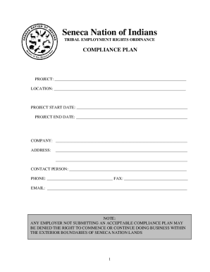 Fillable Online COMPLIANCE PLAN FORM.doc Fax Email Print - pdfFiller