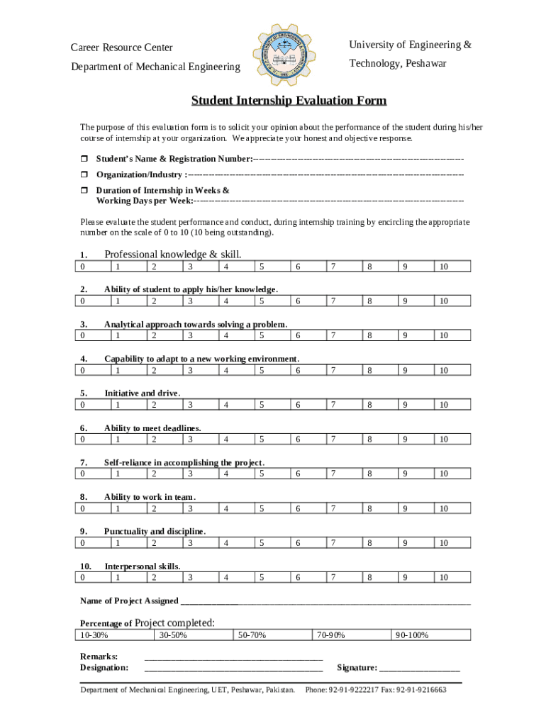 8+ Student Internship Evaluation Templates in PDF8+ Student Internship ...