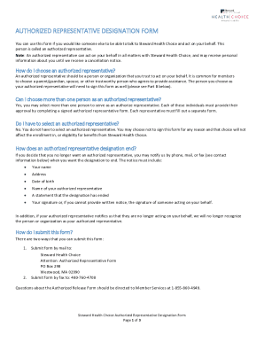 Fillable Online AUTHORIZED REPRESENTATIVE DESIGNATION FORM Fax Email ...