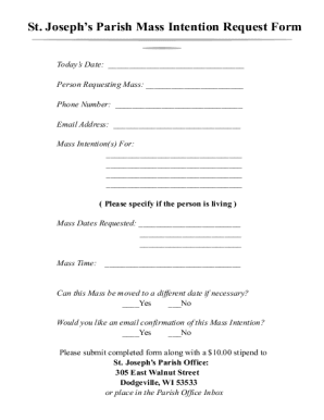 Fillable Online Request a Mass Intention - St. Matthew the Apostle ...