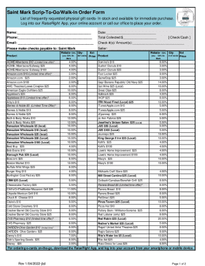 Fillable Online Saint Mark Scrip-To-Go/ Walk-In Order Form ...