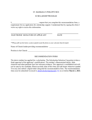 Fillable Online Form- CHURCH Letter of Recommendation.docx Fax Email ...