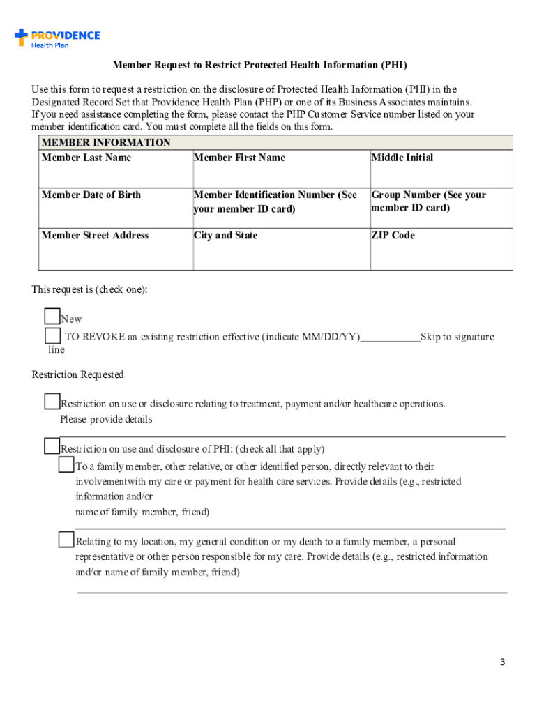 Fillable Online Information about Your Request to Restrict Protected ... Fax Email Print - pdfFiller