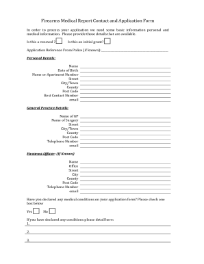 Fillable Online Firearms Medical Report Contact and Application Form ...