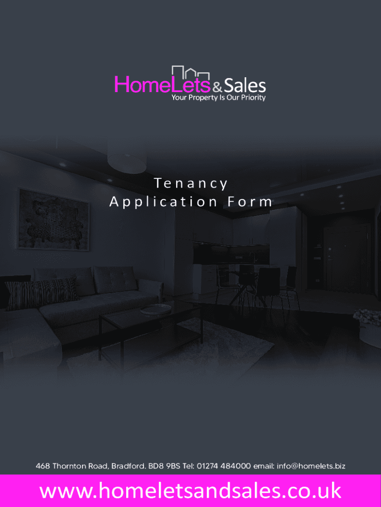 Fillable Online Tenant Application form HomeLets & Sales Fax Email ...