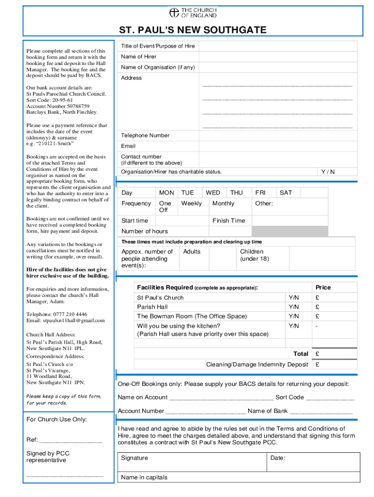 Fillable Online ST. PAULS NEW SOUTHGATE Fax Email Print - pdfFiller