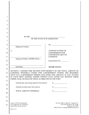 Fillable Online Writ Of Garnishment - Fill Online, Printable, Fillable ...