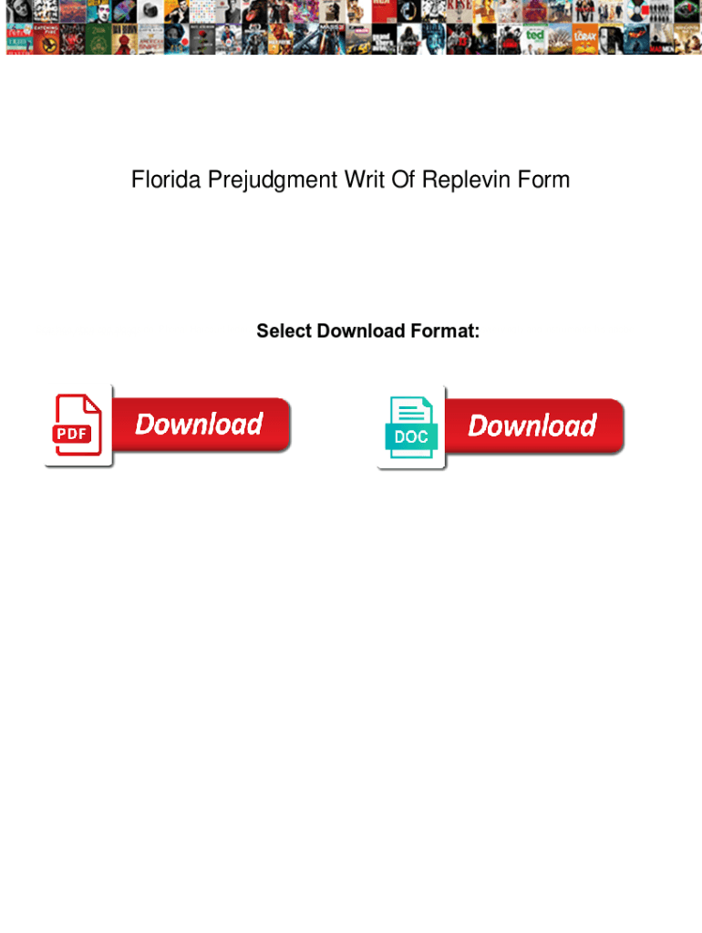 Fillable Online Florida Prejudgment Writ Of Replevin Form. Florida ...