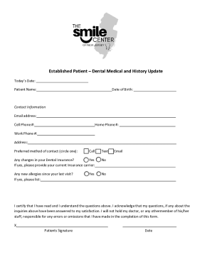 Fillable Online Dental Health Record Template - PDF TemplatesJotform ...
