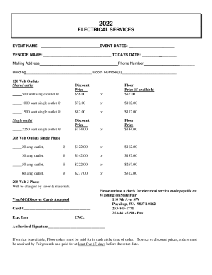 Fillable Online ELECTRICAL REQUIREMENTS Fax Email Print - pdfFiller