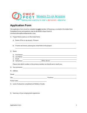 Fillable Online Application Form - canadianworker.coop Fax Email Print - pdfFiller