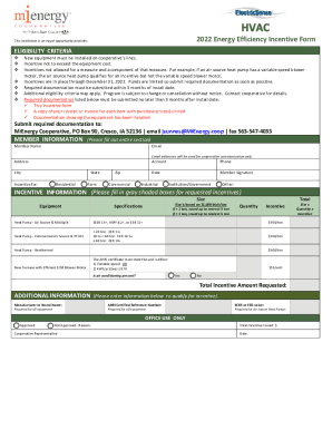 Fillable Online 2022 Incentive Form -- HVAC Fax Email Print - pdfFiller