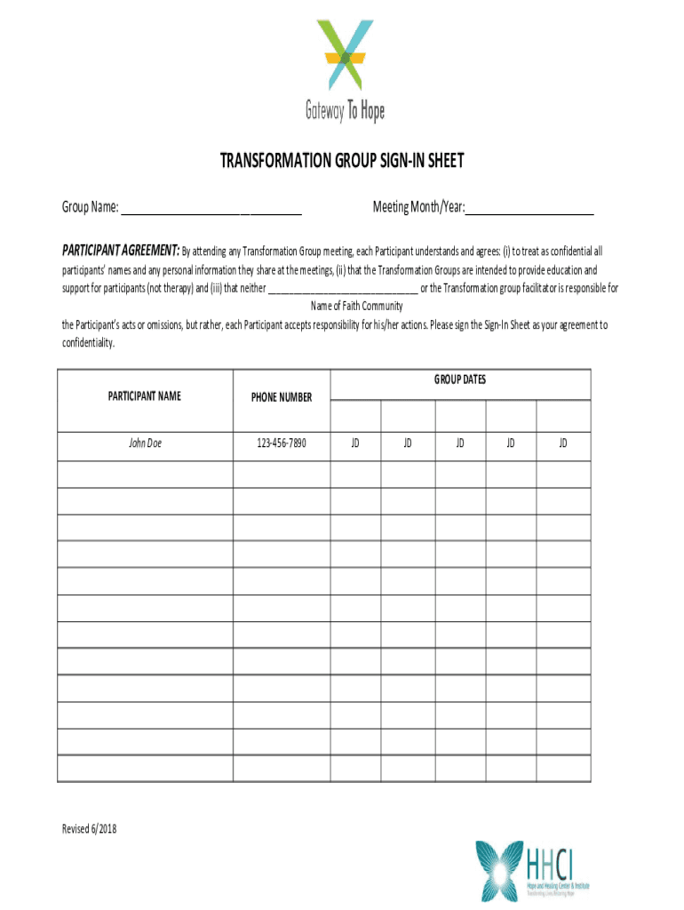 Fillable Online TRANSFORMATION GROUP SIGN-IN SHEET - Mental Health ...