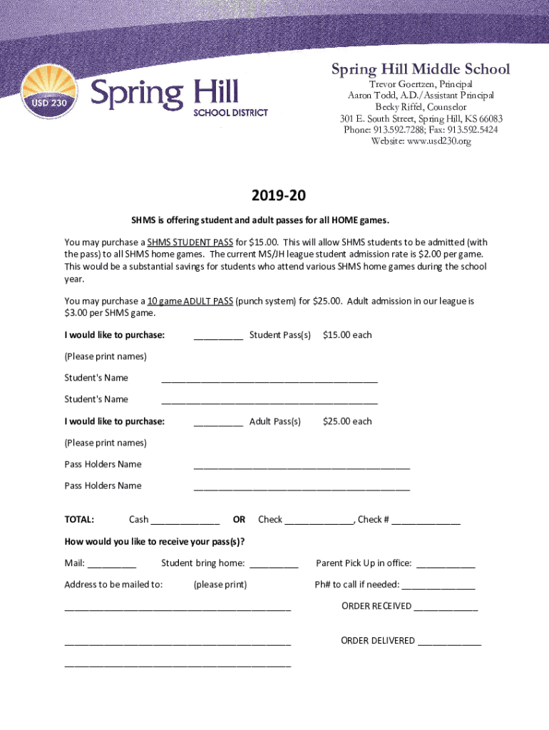 Fillable Online Activity Pass Order Form Fax Email Print - pdfFiller