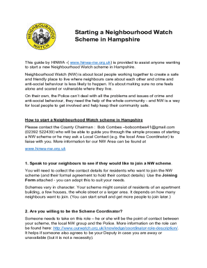Fillable Online Starting a Neighbourhood Watch Scheme in Hampshire Fax ...