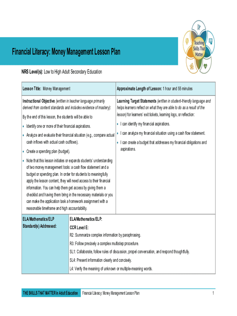 Fillable Online lincs.ed.govsitesdefaultFinancial Literacy: Lesson Plan ...