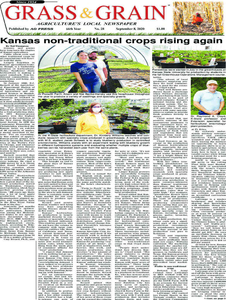Fillable Online Kansas non-traditional crops rising again - Grass and ...