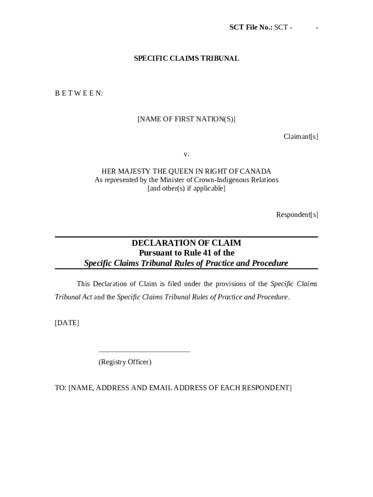 Original Declaration Of Claim Filed November 19 2018 SCT Doc 