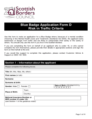 Fillable Online dumgal.gov.ukmedia18081Blue Badge application form Risk ...