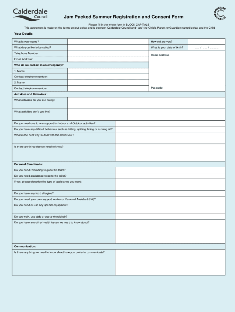 Fillable Online 20+ Summer Camp Consent FormsJotFormFREE 12+ Sample ...