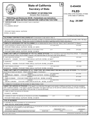 Fillable Online Business Entities Fee Schedule - CaliforniaBusiness ...