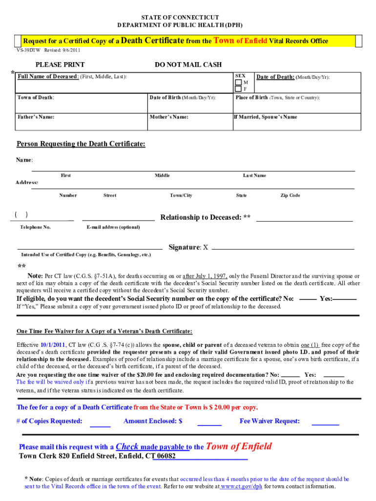 Fillable Online Person Requesting the Death Certificate: Relationship ...