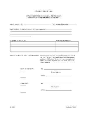 final acceptance Doc Template | pdfFiller