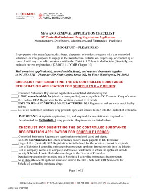 Fillable Online dchealth dc Controlled Substance Application and ...