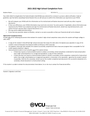 Fillable Online 2021-2022 High School Completion Form. 2021-2022 High ...