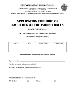 Fillable Online Parish Halls Booking Form Fax Email Print - pdfFiller
