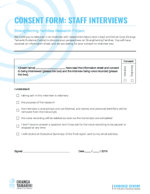 Fillable Online CONSENT FORM: STAFF INTERVIEWS - Oranga Tamariki Fax ...