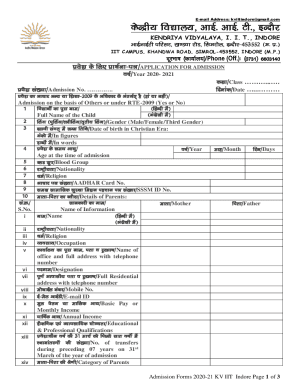 Fillable Online ADMISSION FORM - KV NO. 1 SHIFT-FIRST INDORE. PAGE 2 ...