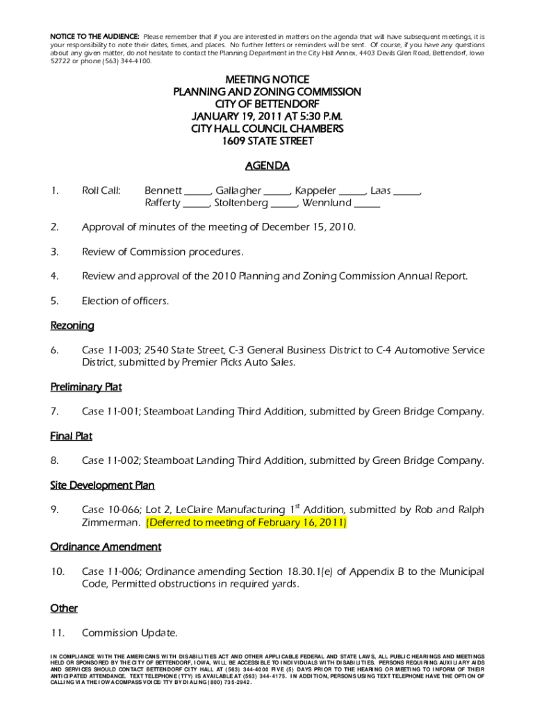 Fillable Online cms8.revize.comrevizebettendorfiaNOTICE TO THE AUDIENCE: Please remember that if ...