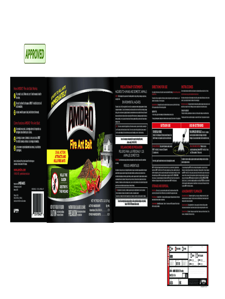 Fillable Online U.S. EPA, Pesticide Product Label, AMDRO FIRE ANT BAIT ...