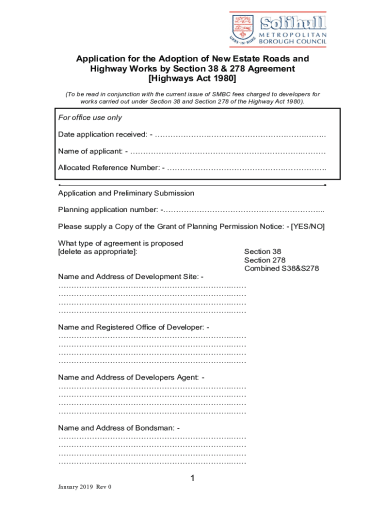 Fillable Online Highway adoption application form. Highway adoption ...