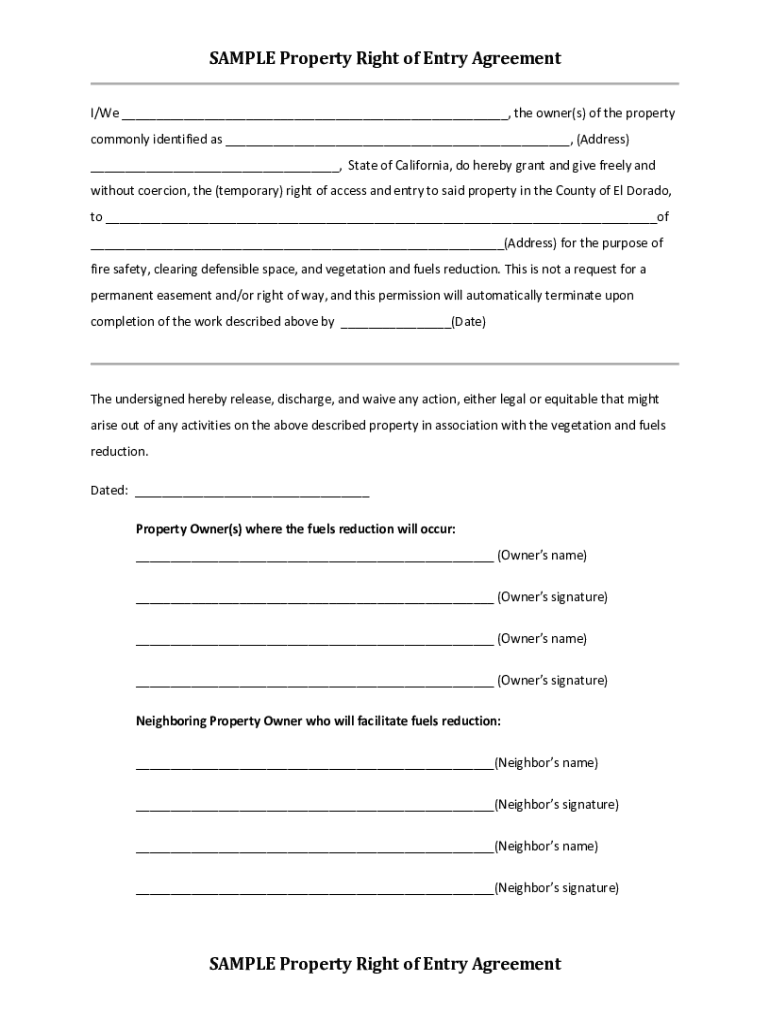 Fillable Online Right of entry agreement template" Keyword Found ...