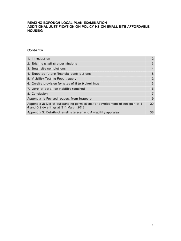 Fillable Online READING BOROUGH LOCAL PLAN EXAMINATION ADDITIONAL ...