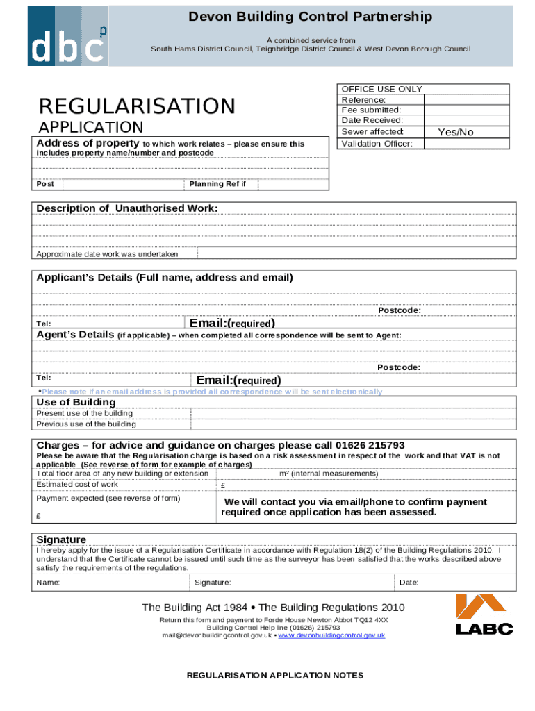 PDF Regularisation Application - STG Building Control Doc Template ...