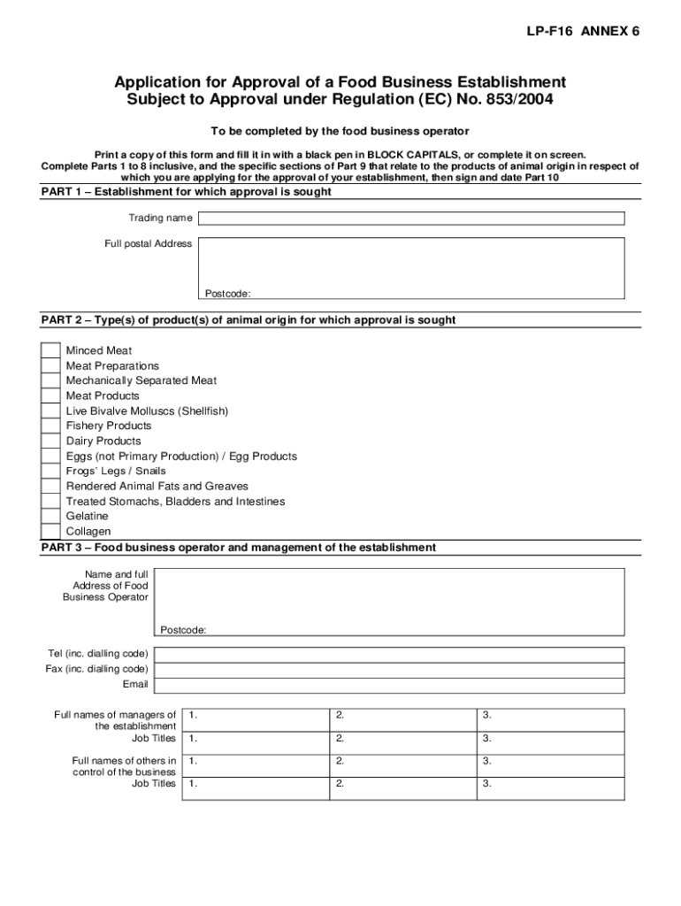 Fillable Online PDF Application for Approval of a Food Business ...