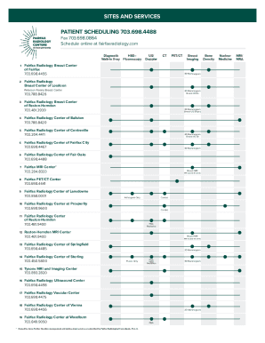 Fillable Online Schedule Your Next AppointmentFairfax Radiological ... Fax Email Print - pdfFiller