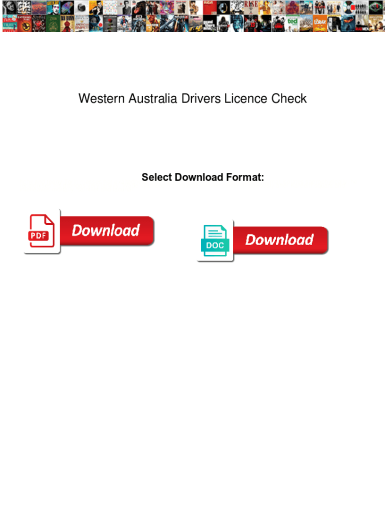 Fillable Online Western Australia Drivers Licence Check. Western ...