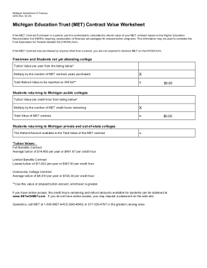Fillable Online Form 4459, Michigan Education Trust (MET) Contract Fax ...