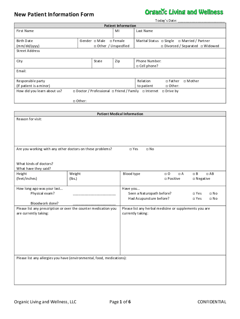 Fillable Online Fillable Online PATIENT INFORMATION Name (Last, First ...